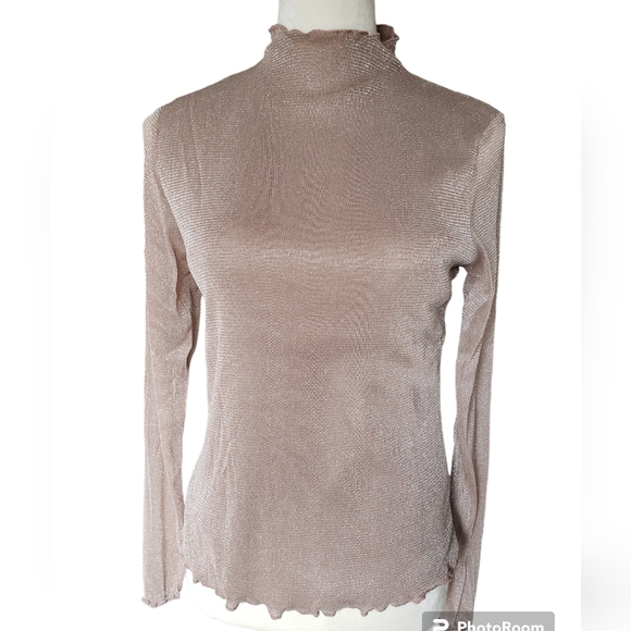 Maurices | Tops | Nwt Maurices Tan Sparkle Long Sheer Sleeves Mock Neck ...
